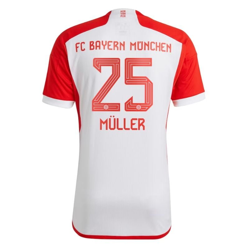 FC Bayern Home Shirt 2023-24 with Müller 25 printing Jersey - Red/White Jersey Teams