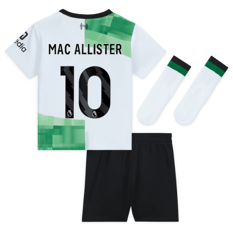 Liverpool Away Kit - 2023-24 - Kids with Mac Allister 10 printing ...