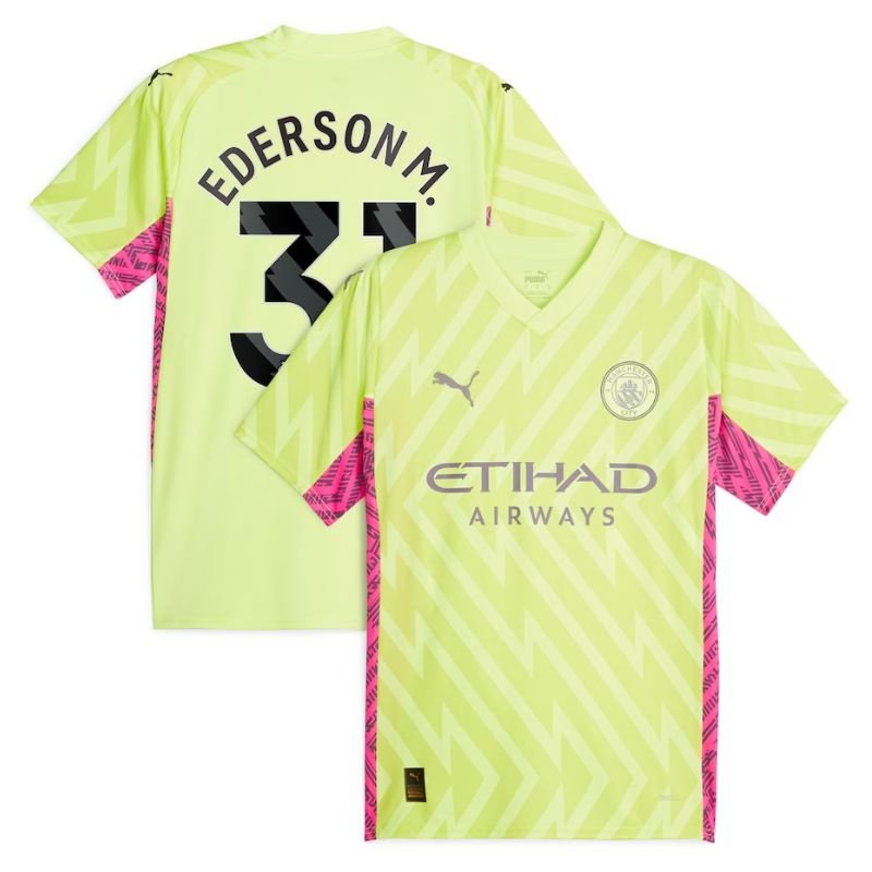 Manchester City Goalkeeper Shirt 2023-24 with Ederson M. 31 printing ...