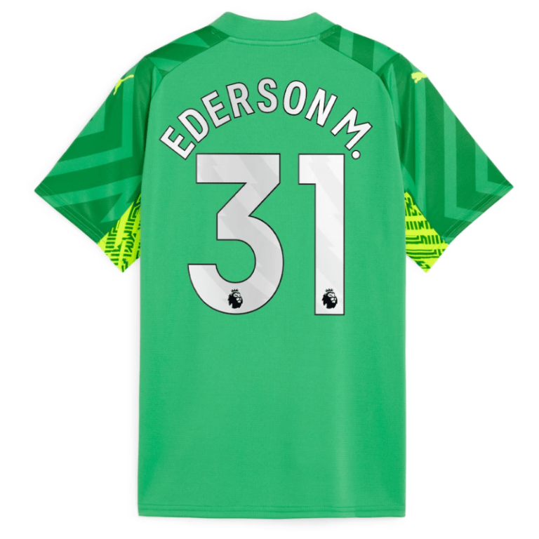 Manchester City Goalkeeper Puma Shirt 2023-24 - Ederson M. 31 printing ...